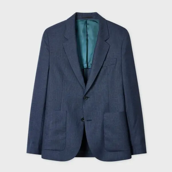 Paul Smith Navy Wool-blend Micro-check Blazer
