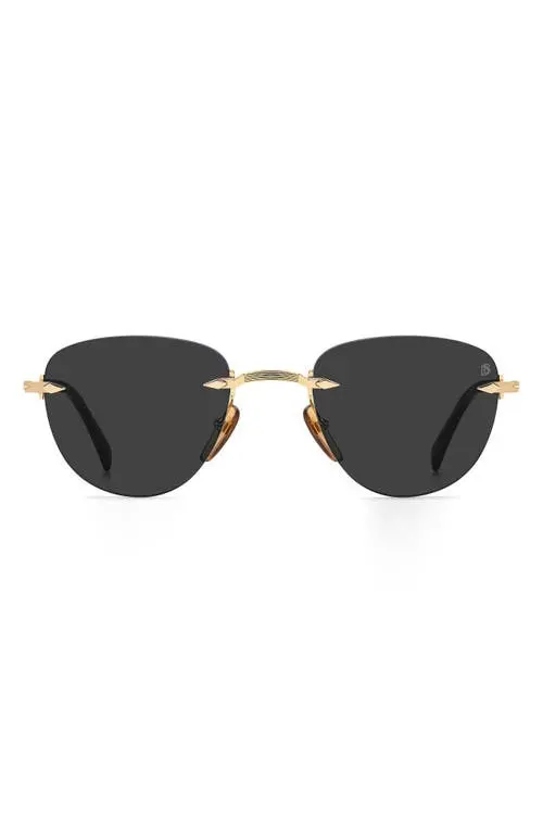 DB EYEWEAR BY DAVID BECKHAM 51mm Rimless Square Sunglasses - Gold/black/grey