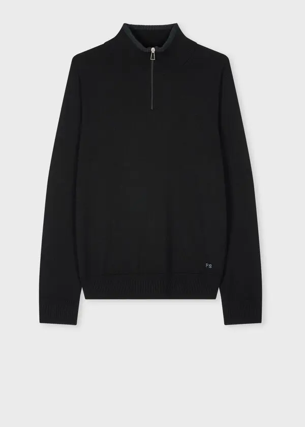 Paul Smith Merino Wool Half-zip Pullover - Black