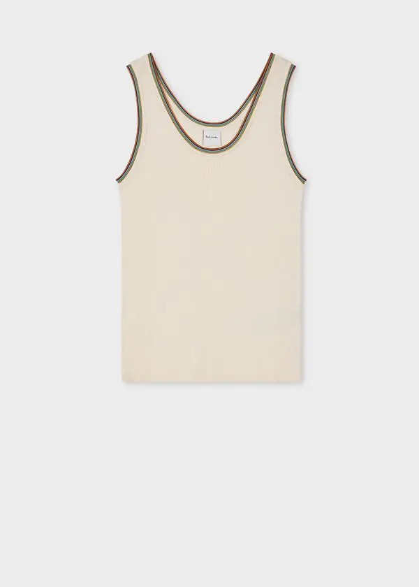 Paul Smith Knitted Vest With 'signature Stripe' Trim - White