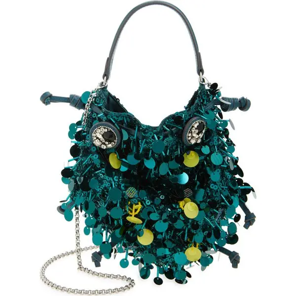 ANYA HINDMARCH Beetle Sequin Crossbody - Dark Teal