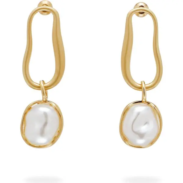 Cult Gaia Vera Faux-pearl Drop Earrings - Brushed Brass