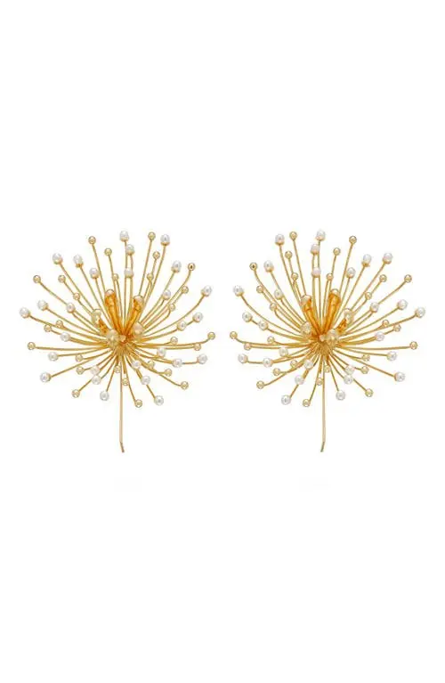 Cult Gaia Damita Faux Floral Earrings - Pearl