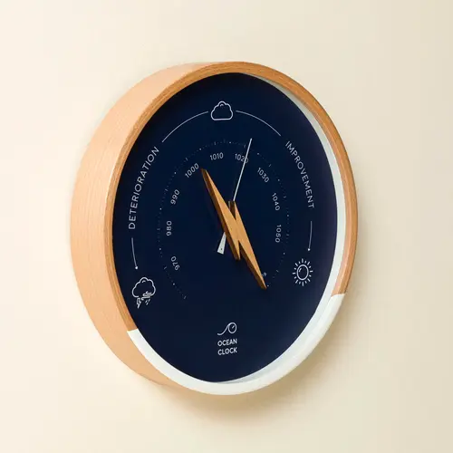UNCOMMON GOODS Weather Changing Barometer Clock Ocean Clock - Multi