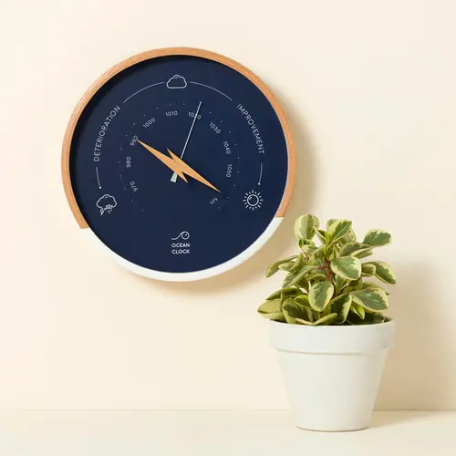 UNCOMMON GOODS Weather Changing Barometer Clock Ocean Clock