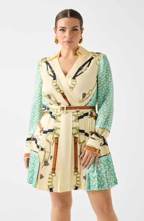 MARCIANO Print Wrap Mini Shirtdress