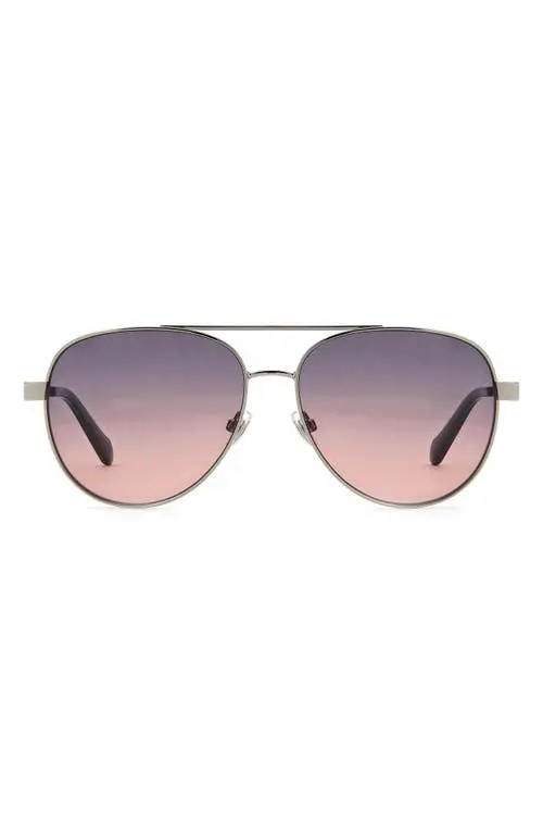 Fossil 58mm Pilot Sunglasses - Ruthenium/grey Fuchsia