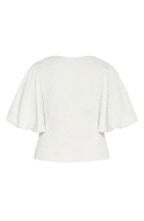 City Chic Textured Puff Sleeve Top - Ivory