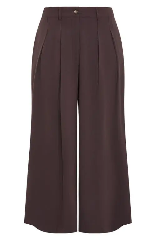 City Chic Abbie Wide Leg Trousers - Chocolate