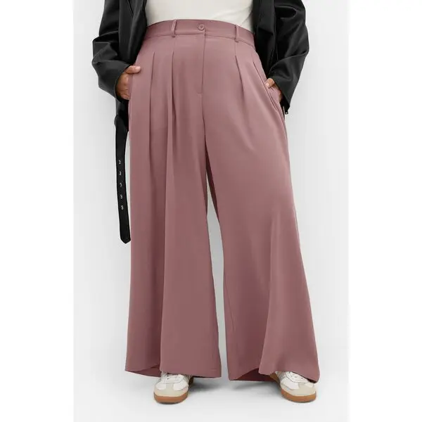 City Chic Abbie Wide Leg Trousers - Cinnamon