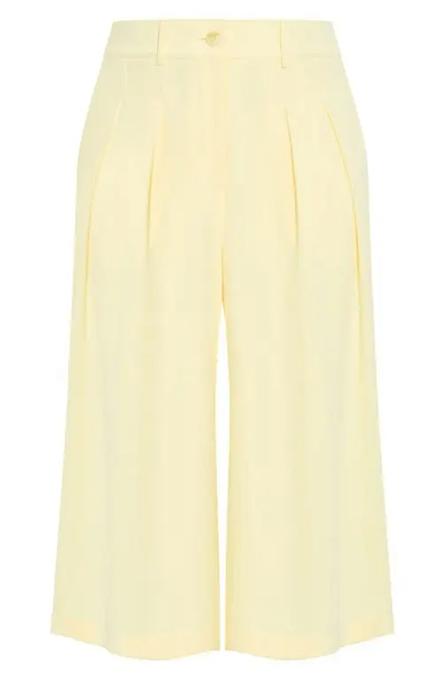 City Chic Cropped Wide Leg Trousers - Lemon Drop