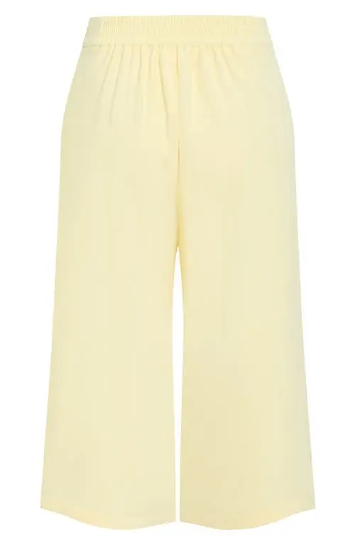City Chic Cropped Wide Leg Trousers - Lemon Drop