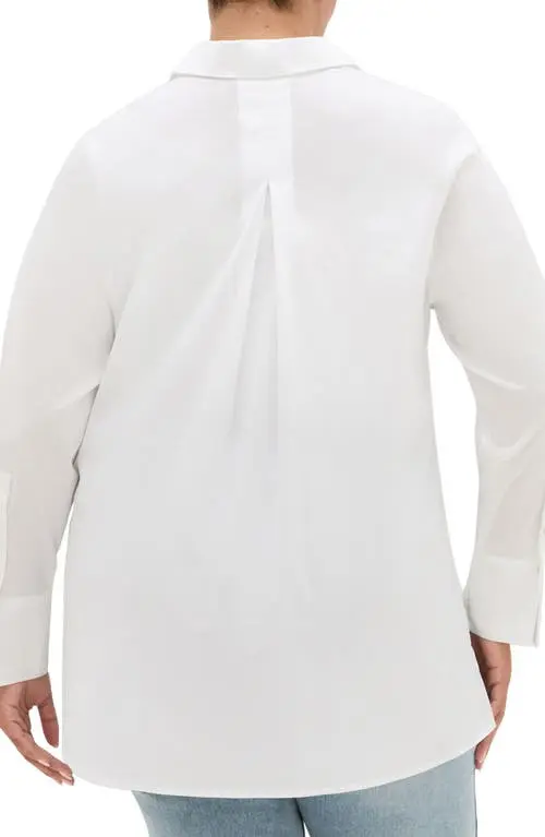 City Chic Elevated Stretch Woven Button-up Shirt - White