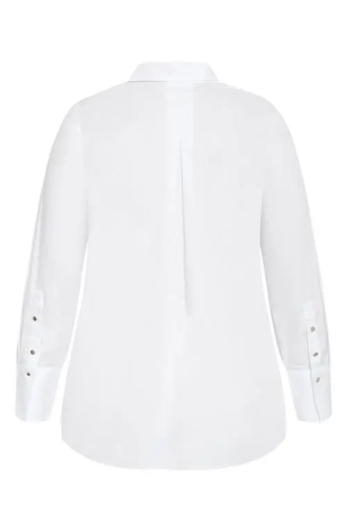 City Chic Elevated Stretch Woven Button-up Shirt - White