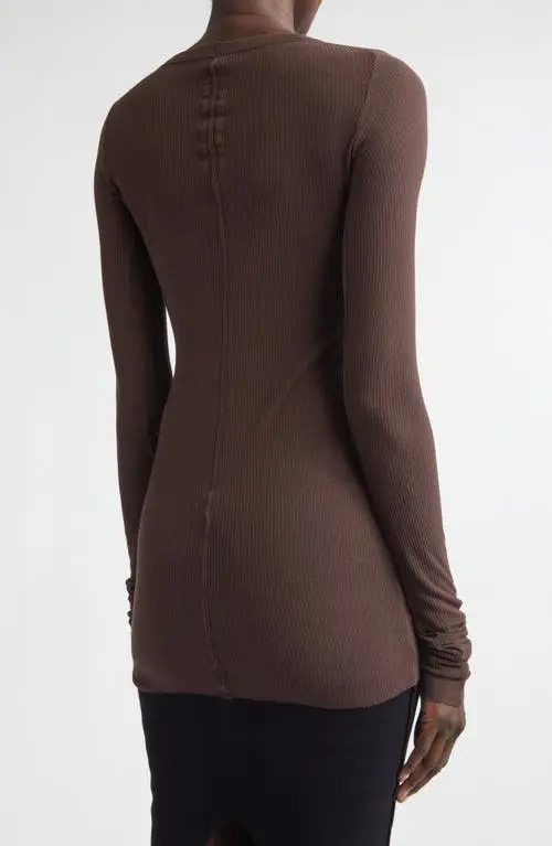 Rick Owens Rib Long Sleeve T-shirt - Macassar