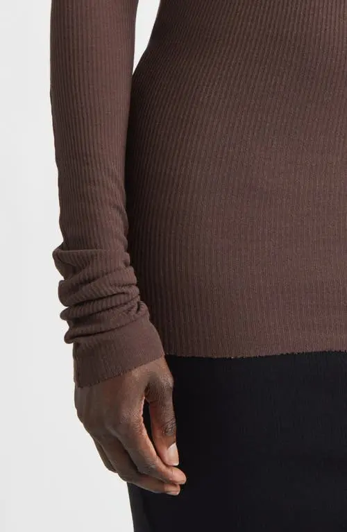 Rick Owens Rib Long Sleeve T-shirt - Macassar