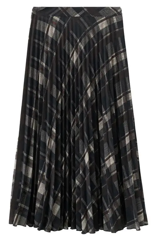 Mango Pleated Checkered Midi Skirt