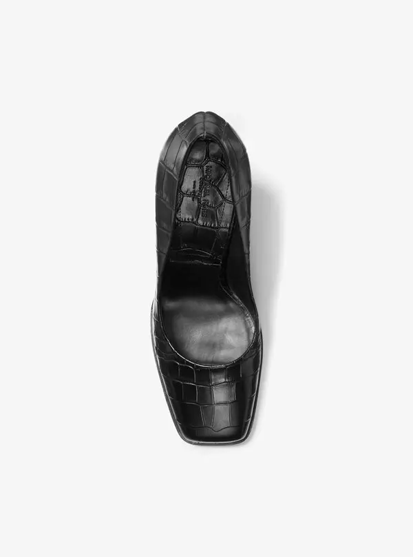 Michael Kors Jeanne Crocodile Embossed Leather Pumps - Black