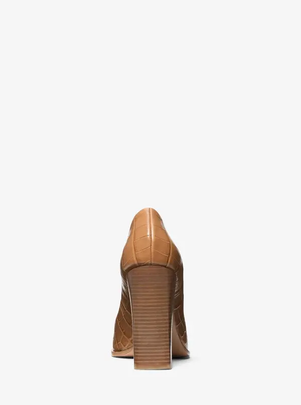 Michael Kors Jeanne Crocodile Embossed Leather Pump In Size By - Brown