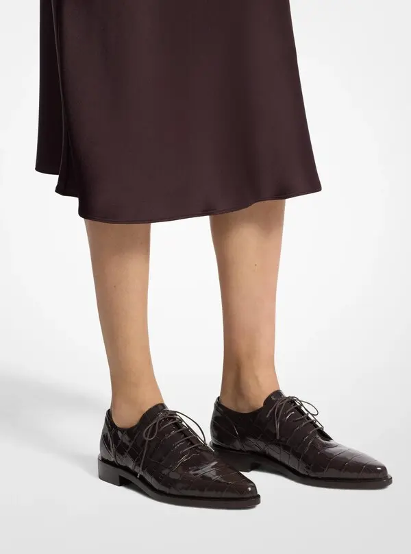 Michael Kors Annette Crocodile Embossed Patent Leather Oxford
