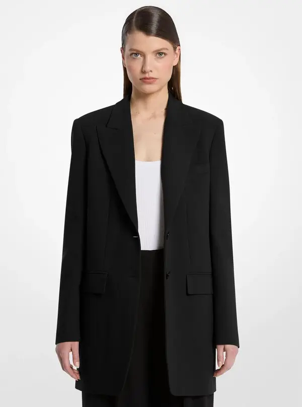 Michael Kors Wool Serge Boyfriend Blazer - Black