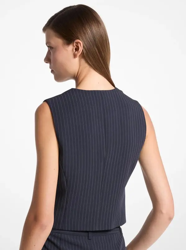 Michael Kors Pinstriped Wool Blend Vest