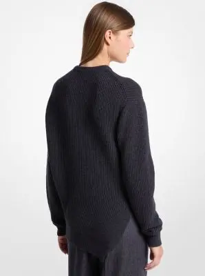 Michael Kors Ribbed Cashmere Bias Hem Sweater