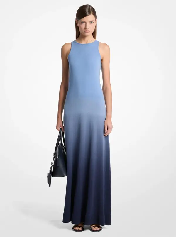 Michael Kors Ombré Cashmere Racerneck Dress