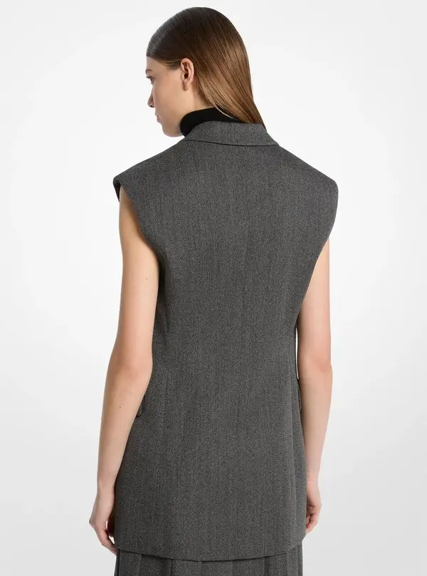 Michael Kors Covert Twill Wool Sleeveless Blazer