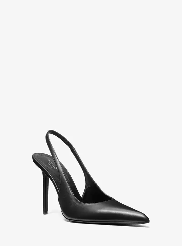 Michael Kors Reece Leather Slingback Pump In Size By - Black