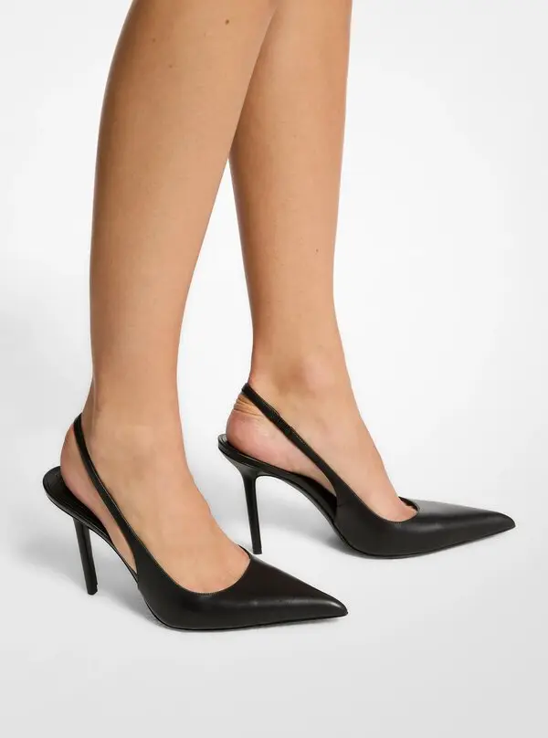 Michael Kors Reece Leather Slingback Pump In Size By - Black