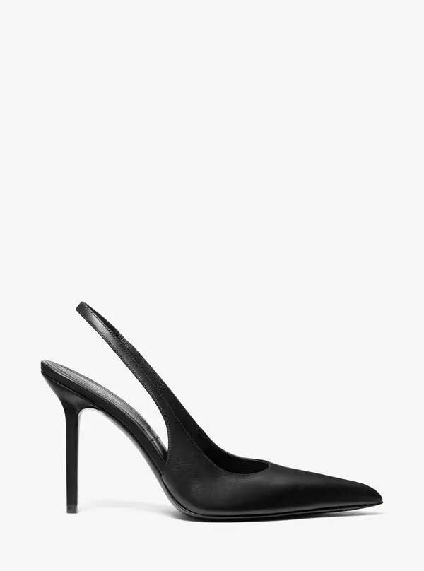 Michael Kors Reece Leather Slingback Pump In Size By - Black