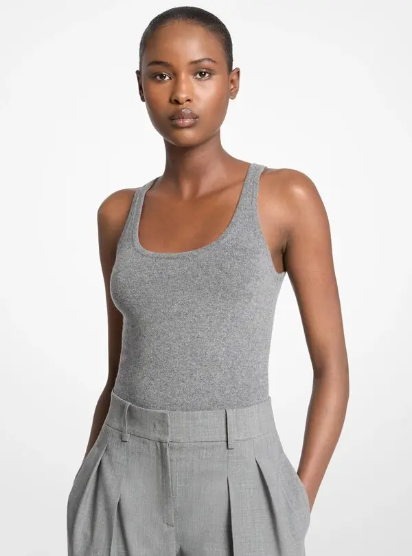 Michael Kors Stretch Cashmere Bodysuit - Grey