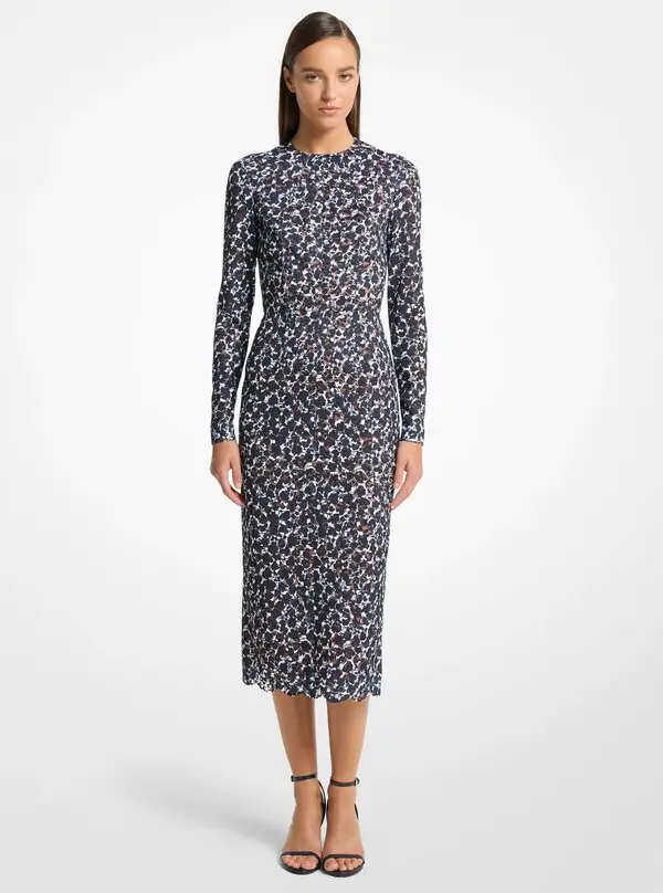Michael Kors Shadow Floral Lace Sheath Dress - Blue