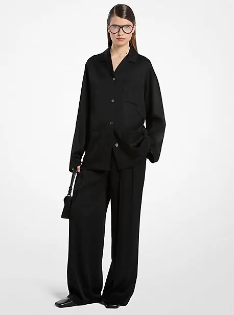 Michael Kors Satin Pajama Shirt - Black