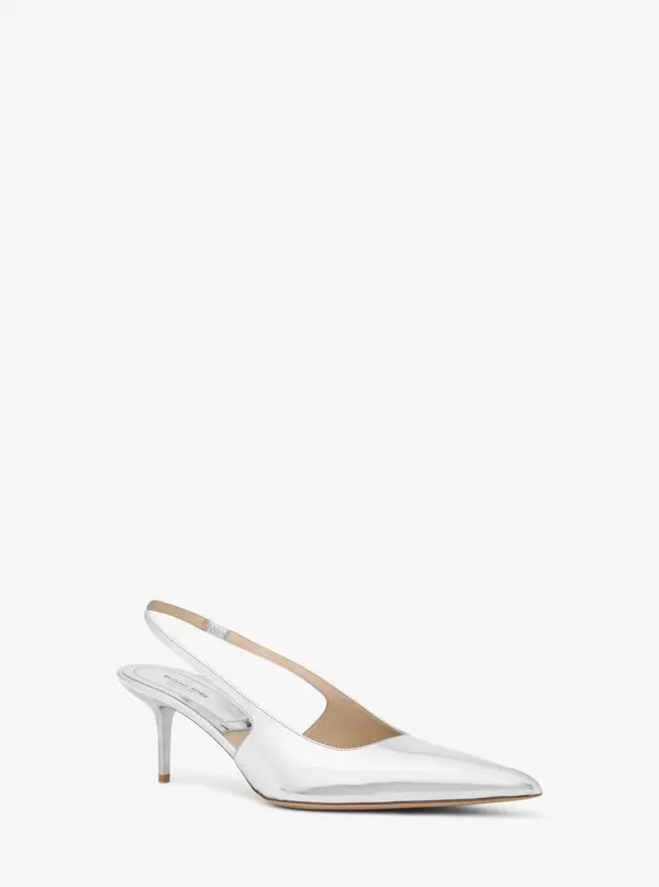 Michael Kors Emma Metallic Leather Slingback Pump - Silver