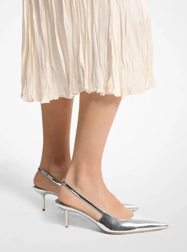 Michael Kors Emma Metallic Leather Slingback Pump - Silver