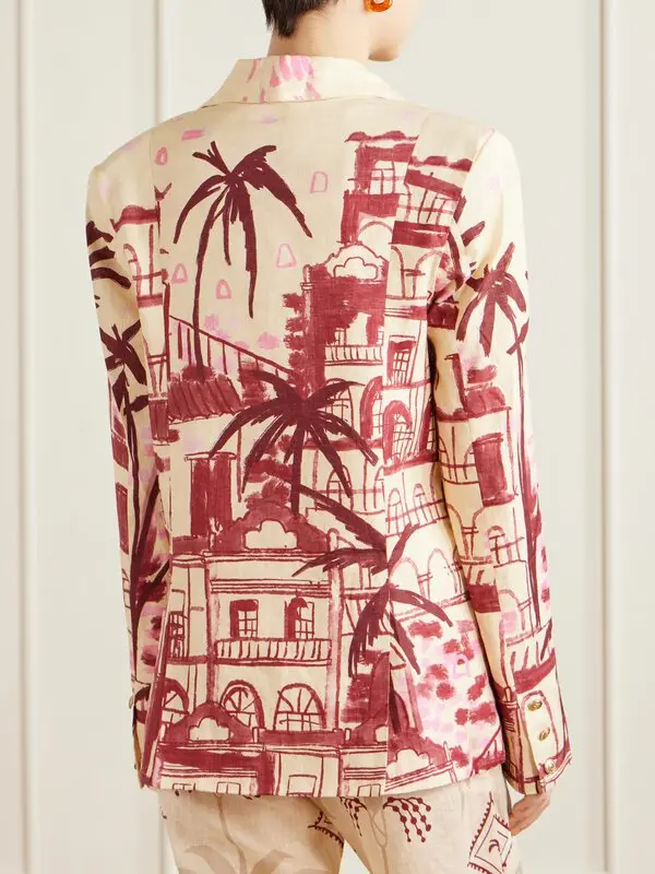 Johanna Ortiz Printed Linen Blazer - Neutrals