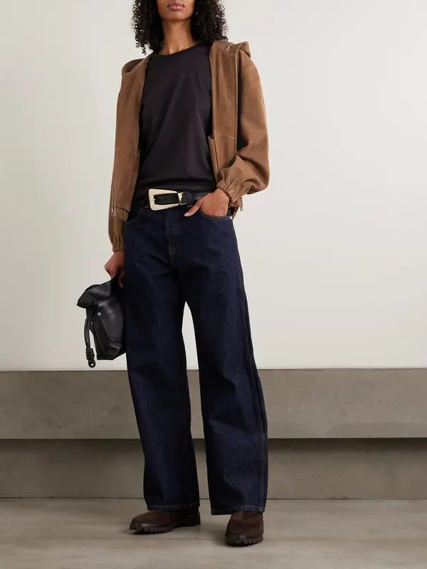 Nour Hammour Leo Paneled Suede Hoodie