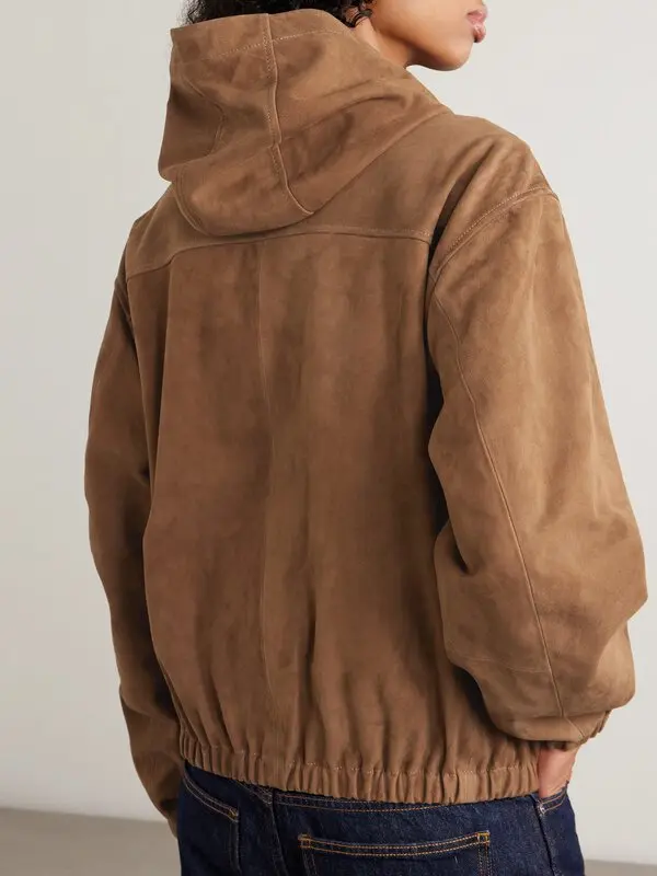 Nour Hammour Leo Paneled Suede Hoodie