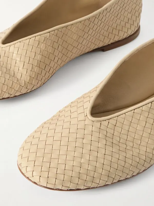 Bottega Veneta Intrecciato Leather Ballet Flats - Neutrals