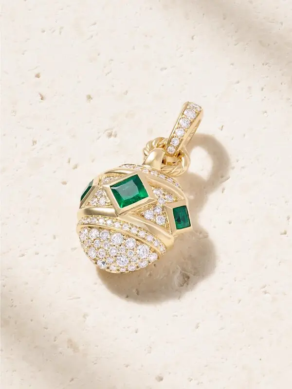 David Yurman 18-karat Diamond And Emerald Pendant - Gold
