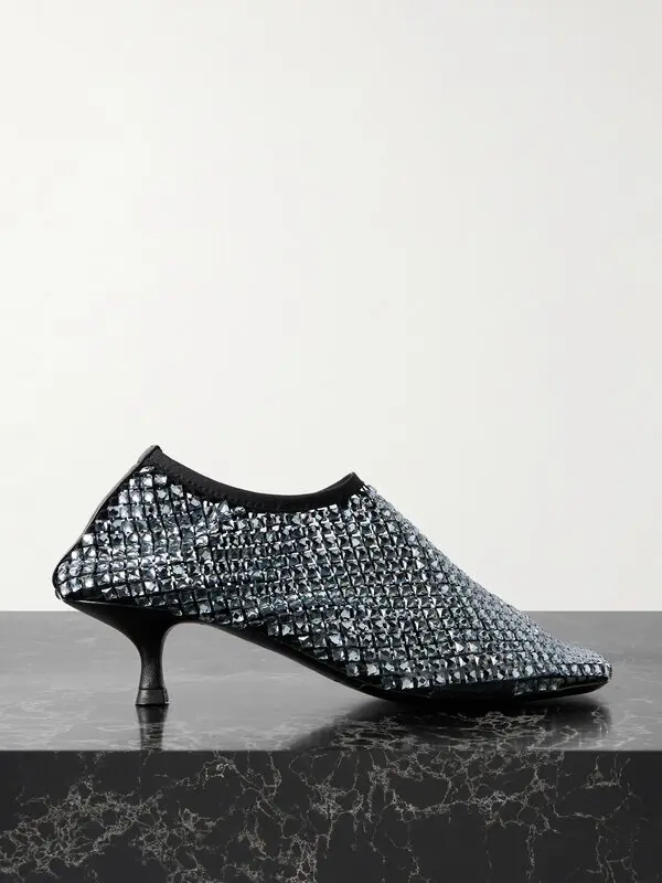 Christopher Esber Minette Crystal-embellished Mesh Pumps - Gray