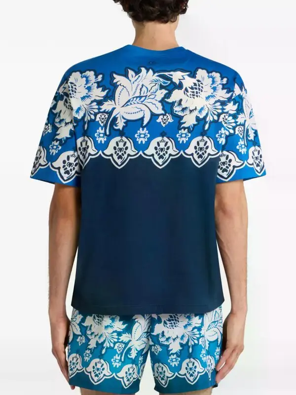 Etro Floral-print Cotton T-shirt - Blue