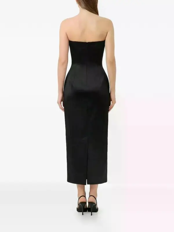 strapless fitted midi dress AKIRA Serving Looks Strapless Studded Midi Dress