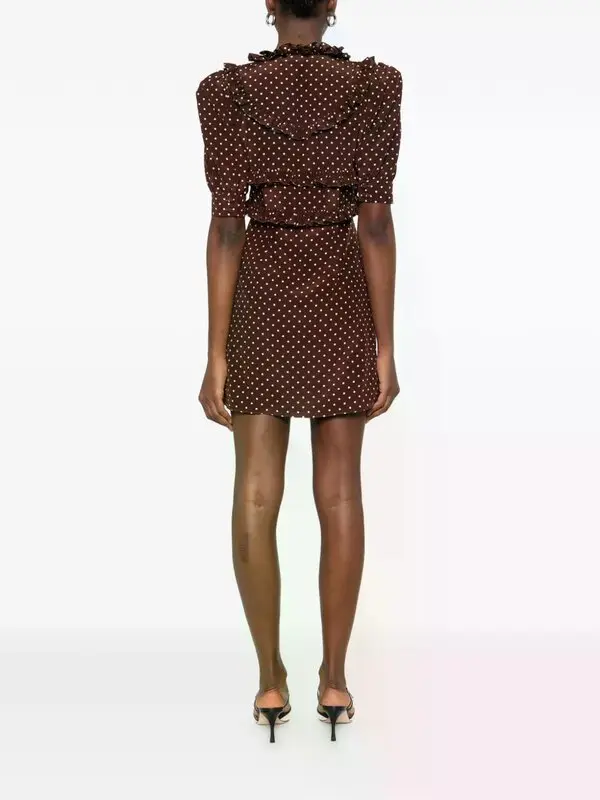 Alessandra Rich Ruffled Polka-dot Mini Dress - Brown