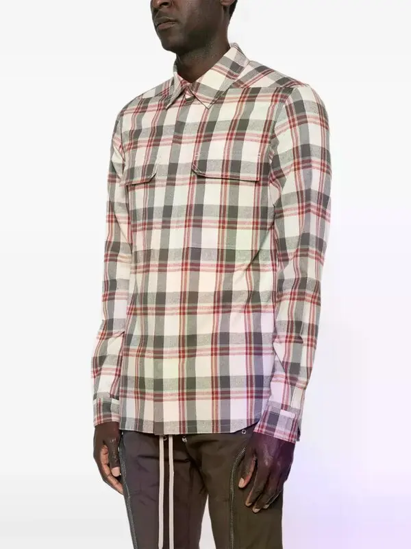 Rick Owens Plaid Flannel Shirt - Neutrals