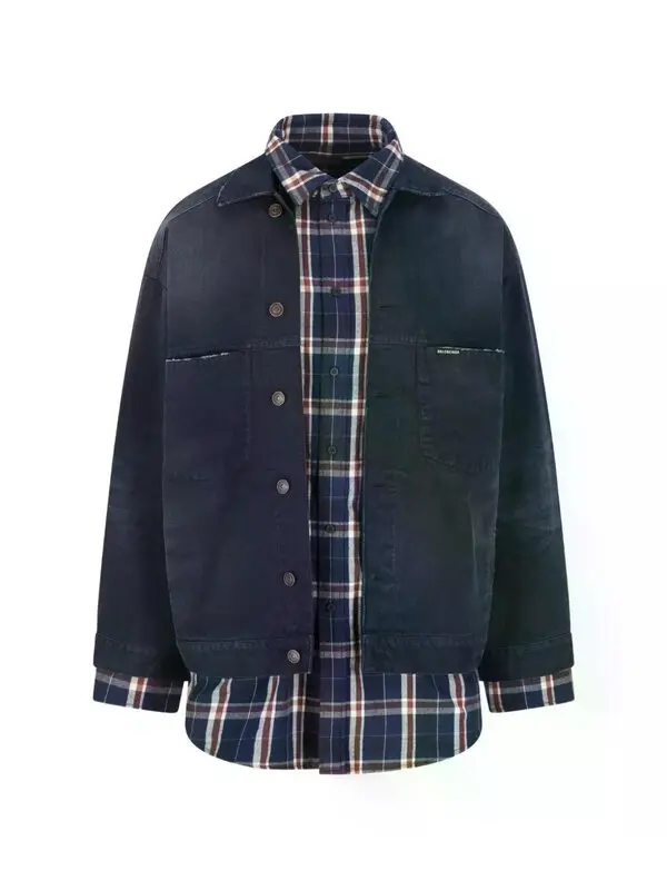 Balenciaga Button-fastening Check-pattern Jacket - Blue