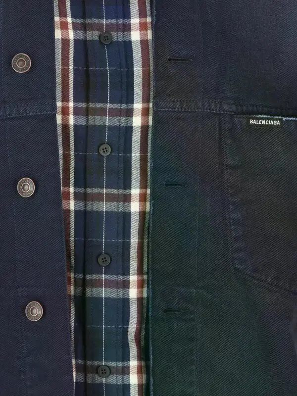 Balenciaga Button-fastening Check-pattern Jacket - Blue