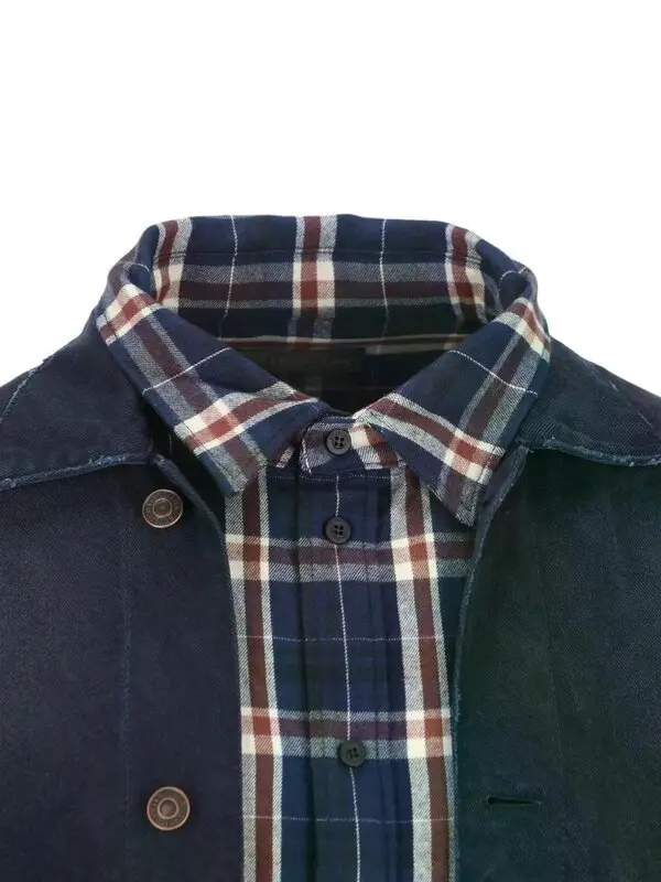 Balenciaga Button-fastening Check-pattern Jacket - Blue